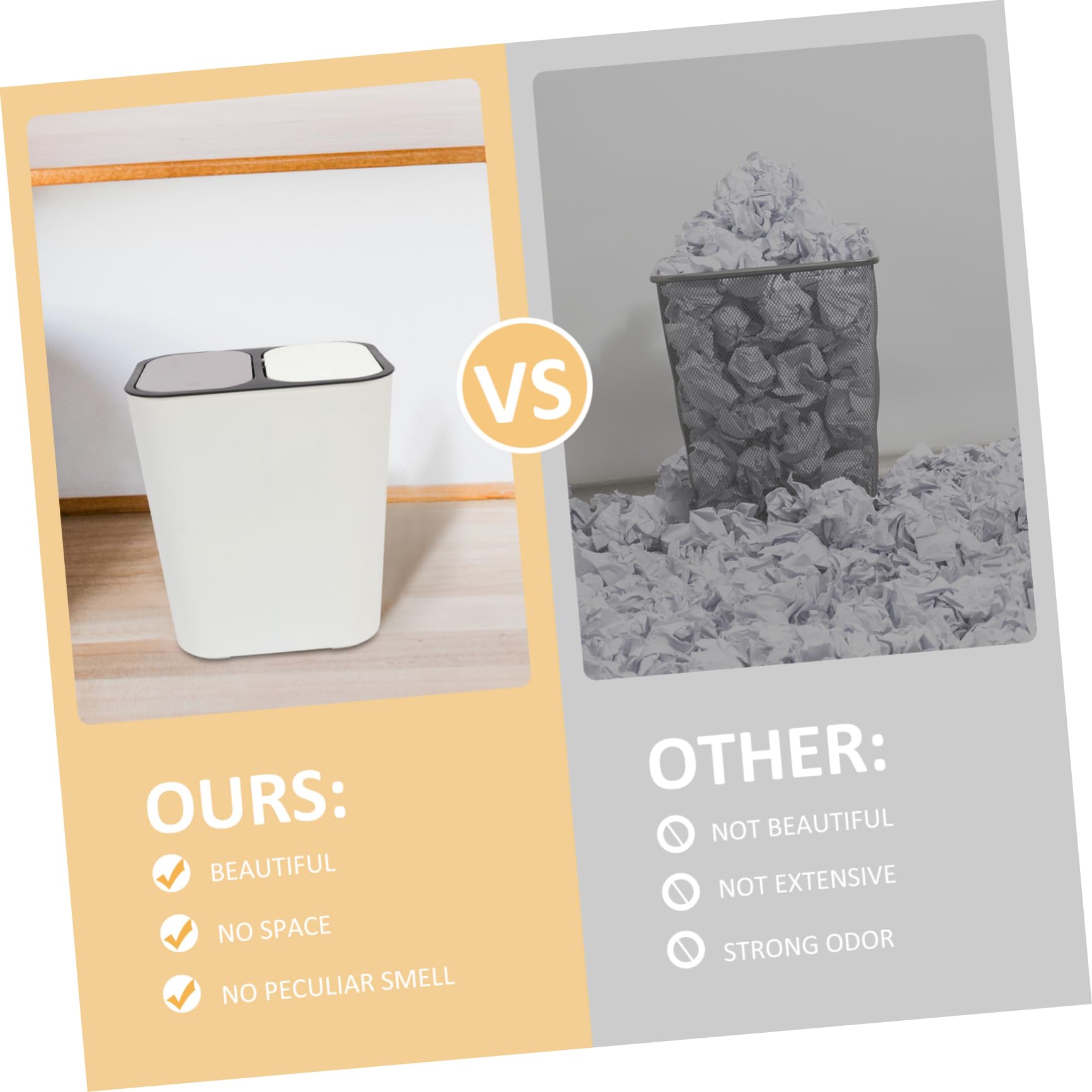 SOLUSTRE Rectangular Rubbish Bin Rubbish Storage Bin Recycling Bin Dual Trash Can Garbage Container Vintage Wastebasket Rubbish Can Kitchen Trash Containers Farmhouse Small Office White Box