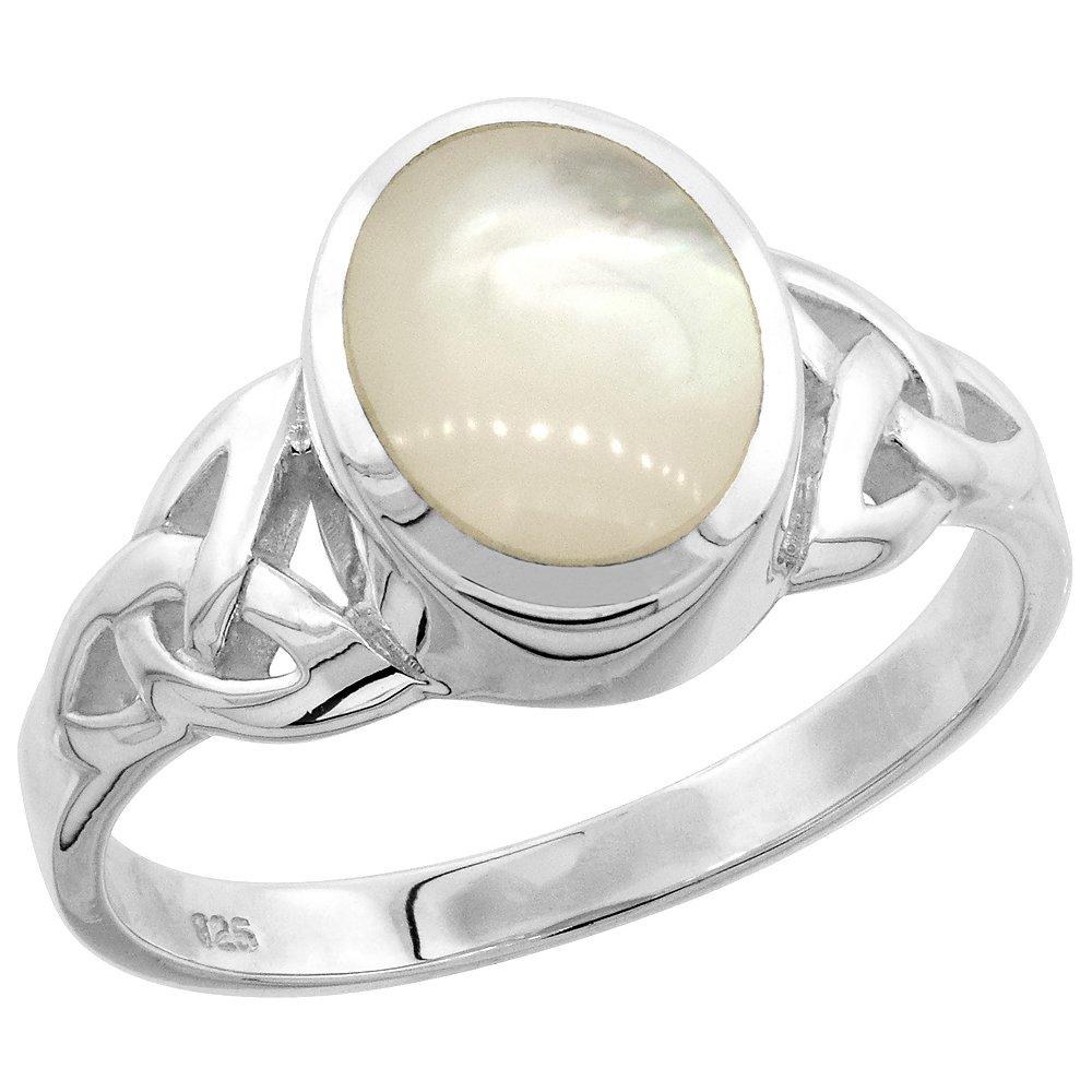 Sterling Silver Celtic Knot Trinity Triquetra Ring 7/16 inch Wide, Size 10