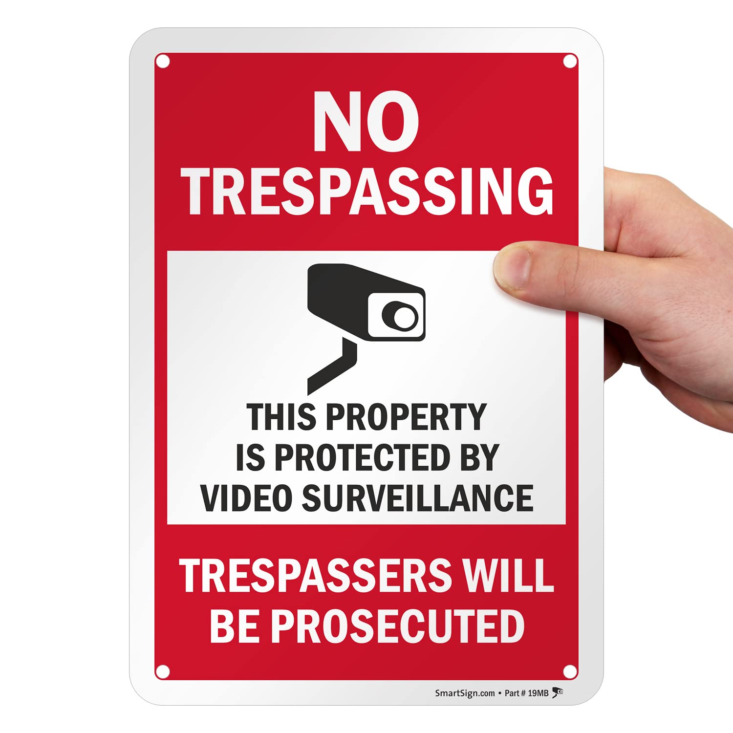 SmartSign "No Trespassing - This Property is Protected by Video Surveillance" Sign | 7" x 10" Aluminum