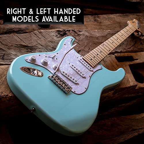 Sawtooth ST-ES-DBLP Daphne Blue Electric Guitar with Pearl White Pickguard