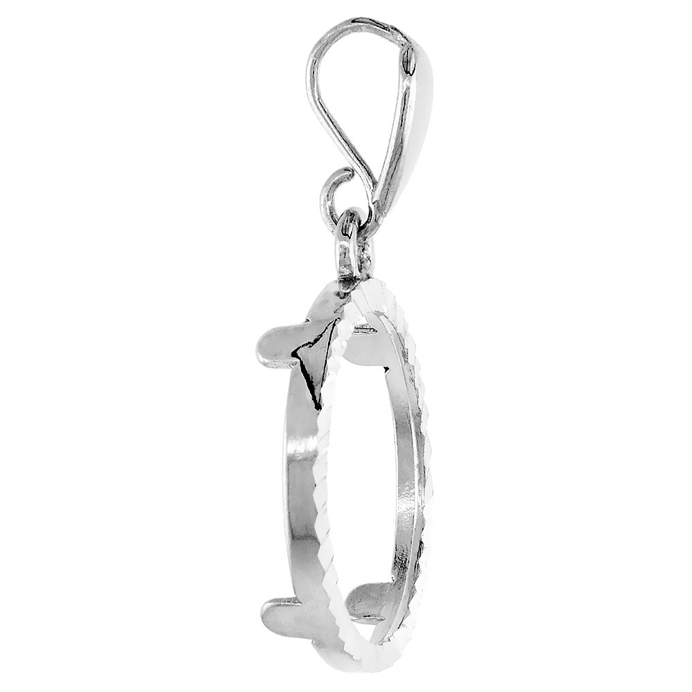 Sterling Silver Dime Bezel 18 mm Coins Prong Back Diamond Cut 10 cent Coin NOT Included