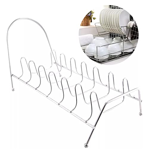 VENOAL Dish rack Pan Stainless Steel Pot Lid Plates Kitchen Slots Sink Countertop Holder Dish Rack Bowl Storage Shelf Drying Stand Draining