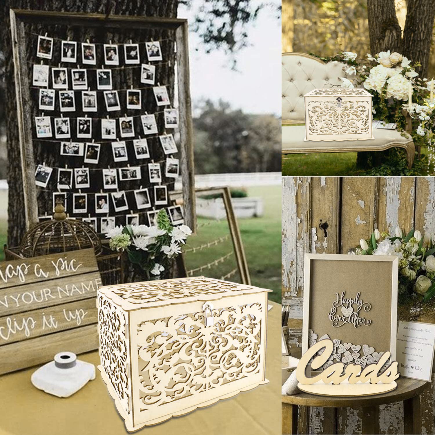 SunBeter Stylish Gold Wedding Card Box with Lock Perfect for Receptions Birthdays Baby Shower Graduation and More!