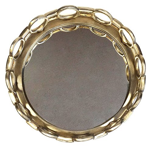 ZUCCOR 15" Athens Round Serving Tray With Mirror, Made with Cast Aluminum in ANTIQUE BRASS PLATED | Ornate Decorative Tray | Jewelry Holder - 12.3" x 12.3" x 3.4"