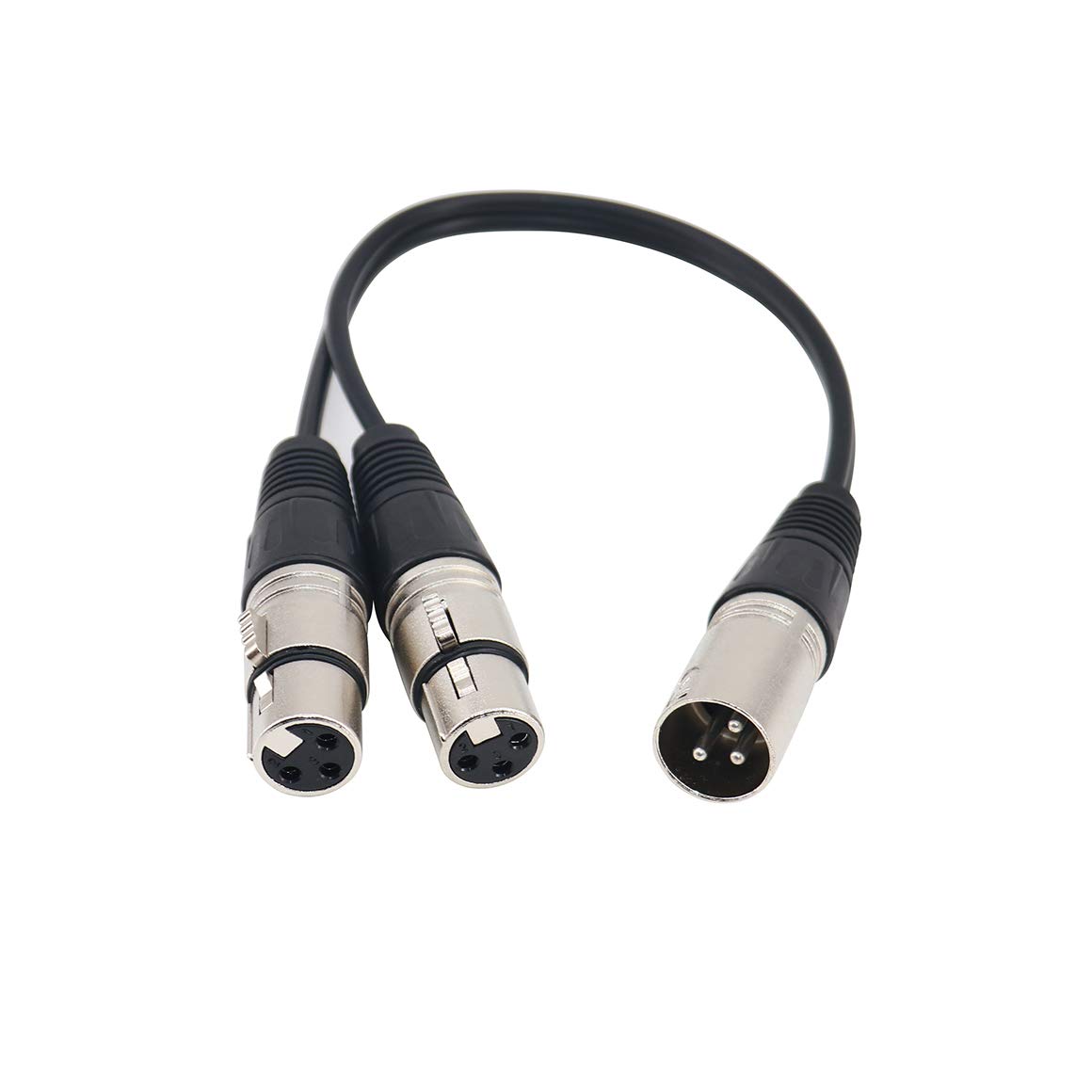 Tan QY Splitter XLR Cable 3 Pin XLR Splitter Y-Adapter Male to 2 Female DMX Cable, mic preamp, Splitter Patch Cable (1Ft)