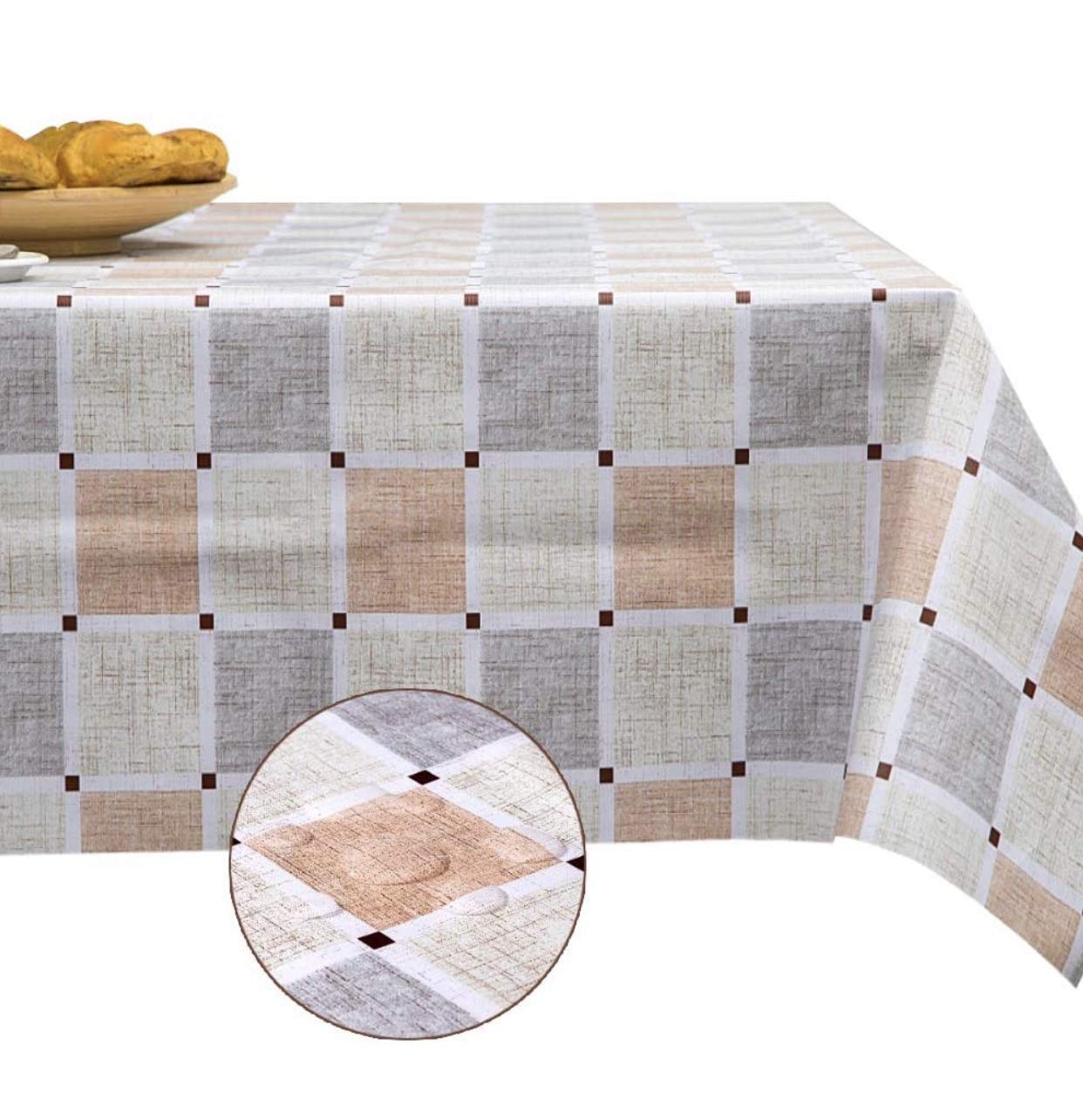 Tablecloth Vinyl Rectangle Waterproof, Stain Resistant Oilproof, Plastic PVC Heavy Duty Wipe Clean, for Kitchen Dinning Baby Outdoor Party Camping