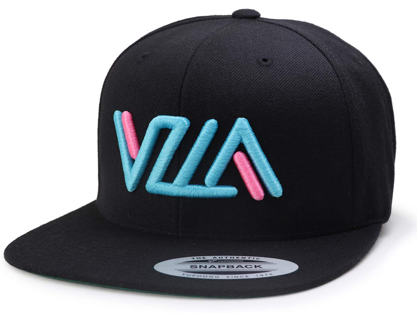 VZLA Snapback hat Flat Bill Cap Premium Quality Durable Comfortable Fit (Black/Vice)