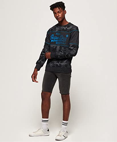 Superdry Mens Vintage Logo Camo Panel Sweatshirt Black Grit Size S