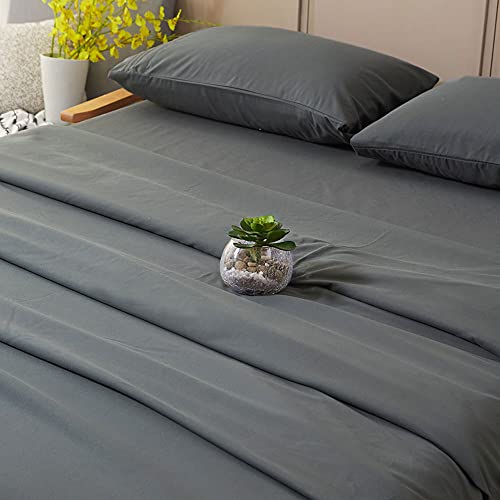 SONORO KATE Bed Sheet Set Super Soft Microfiber 1800 Thread Count Luxury Egyptian Sheets Fit 18-24 Inch Deep Pocket Mattress Wrinkle-4 Piece (Dark Grey, California King)