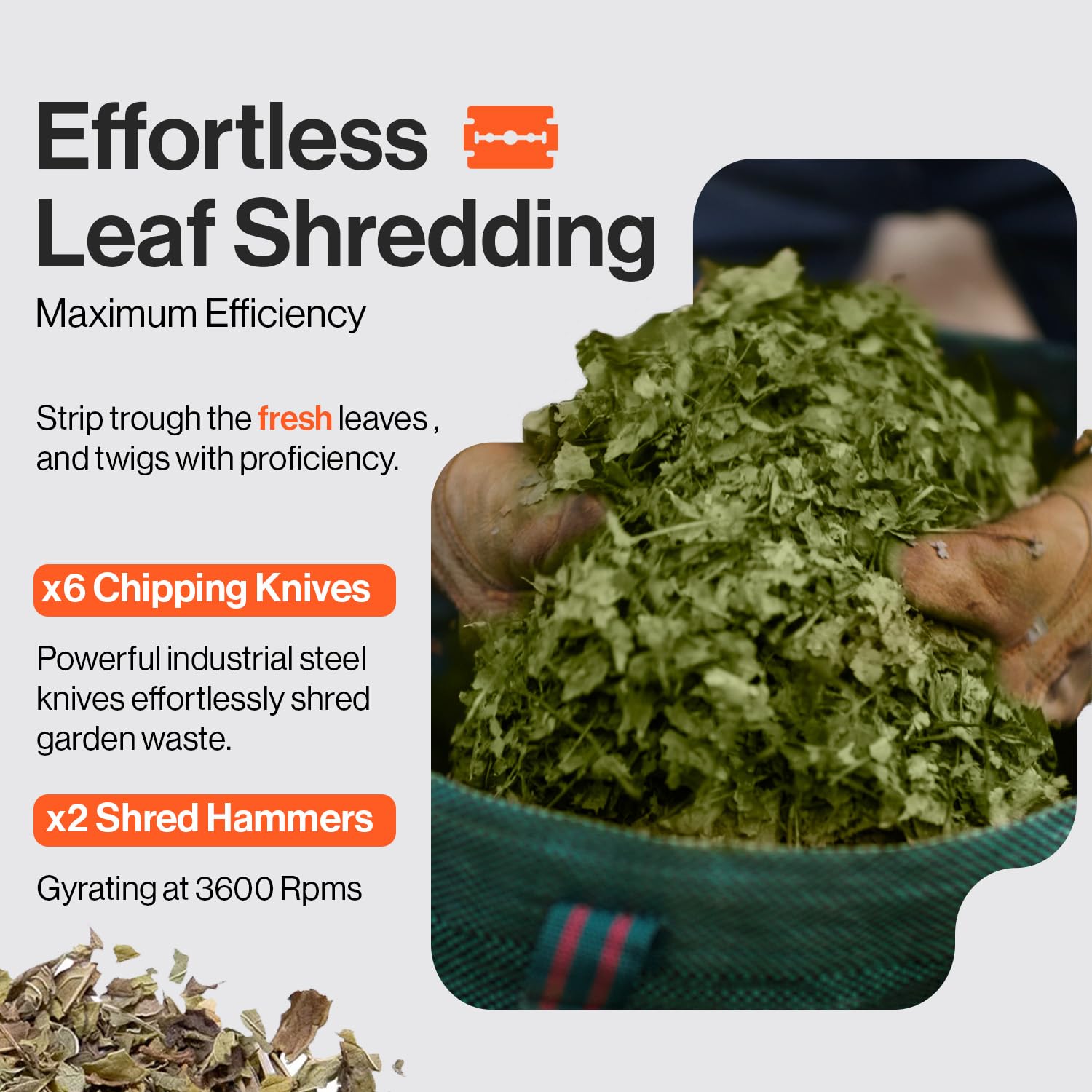 SuperHandy Leaf Mulcher Shredder Green and Waste Management Heavy Duty Gas Powered 3.4HP 1" Inch Cutting Capacity for Leaves Grass and Clippings