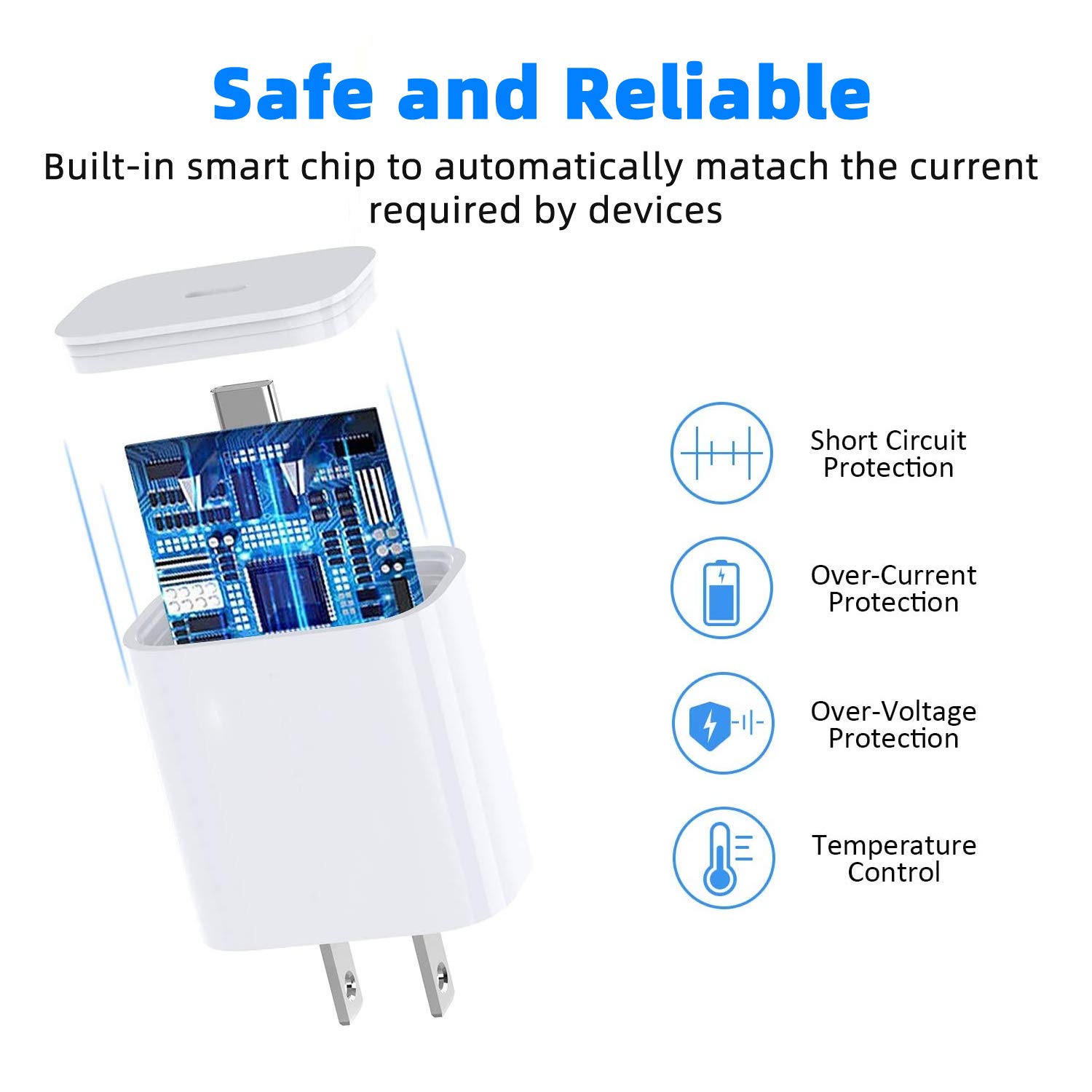 USB Type C Wall Charger Block, 20W Fast Charging PD Power Adapter Compatible iPhone 13 12 Mini Pro Max 11 XS XR X 8 Plus, AirPods, iPad Pro Mini, Galaxy S10/S9/S8, Pixel 4/3/2 XL and More
