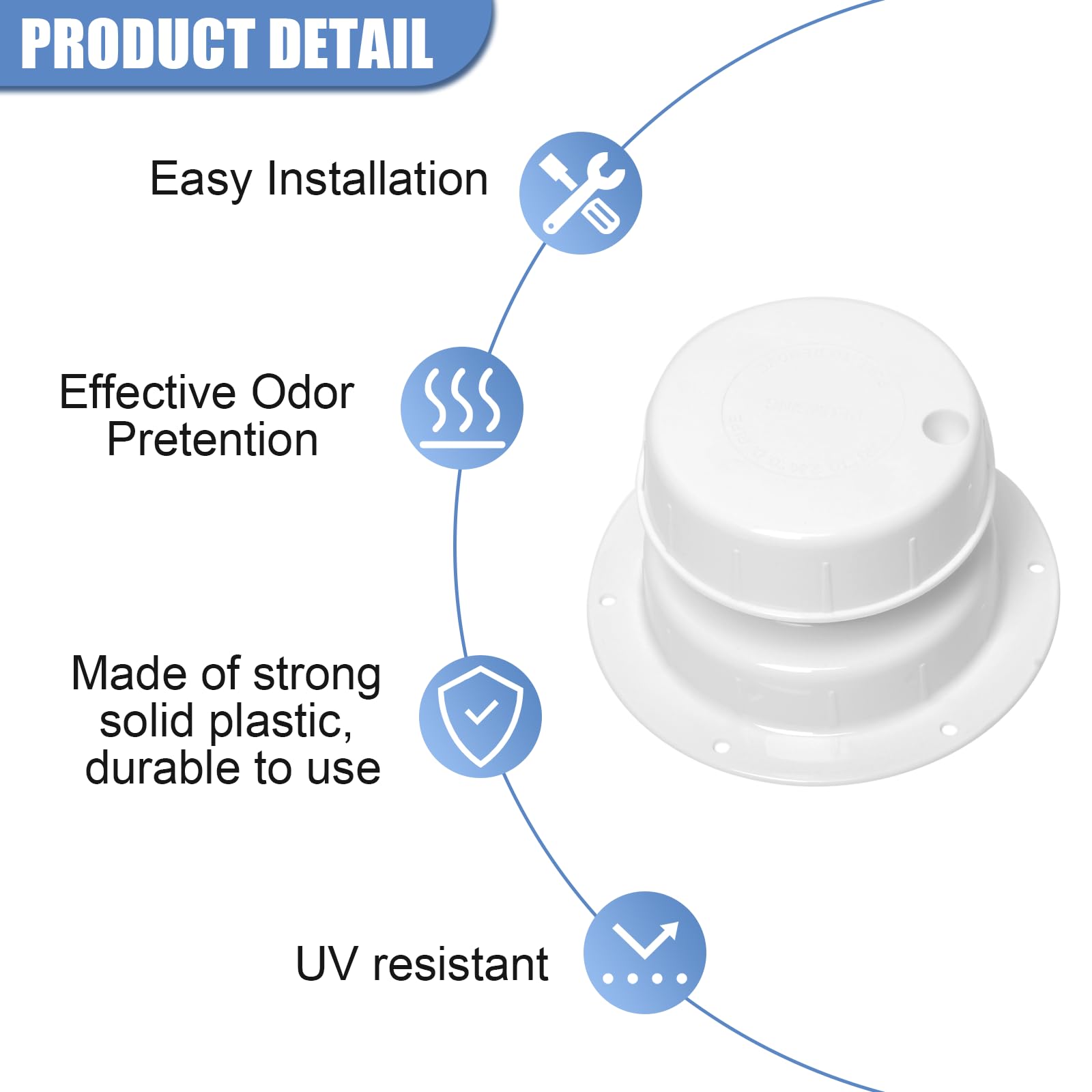 Wadoy RV Plumbing Vent Cap, Camper Vent Cap for 1 to 2 3/8" Pipe, RV Sewer Vent Cap Replacement