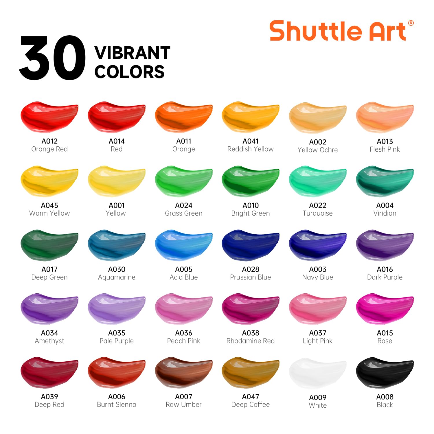Shuttle Art 46 Pack Acrylic Paint Set, 30 Colors Acrylic Paint with 10 Brushes 3 Canvas 1 Knife Palette Sponge, Complete Gift for Kids, Adults, Beginners, Painting Wood, Ceramic