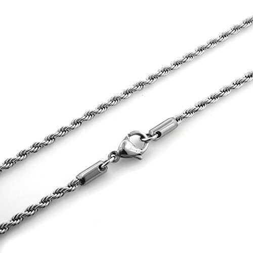 Silver Insanity 2mm Stainless Steel Rope Chain Necklace 18" Long