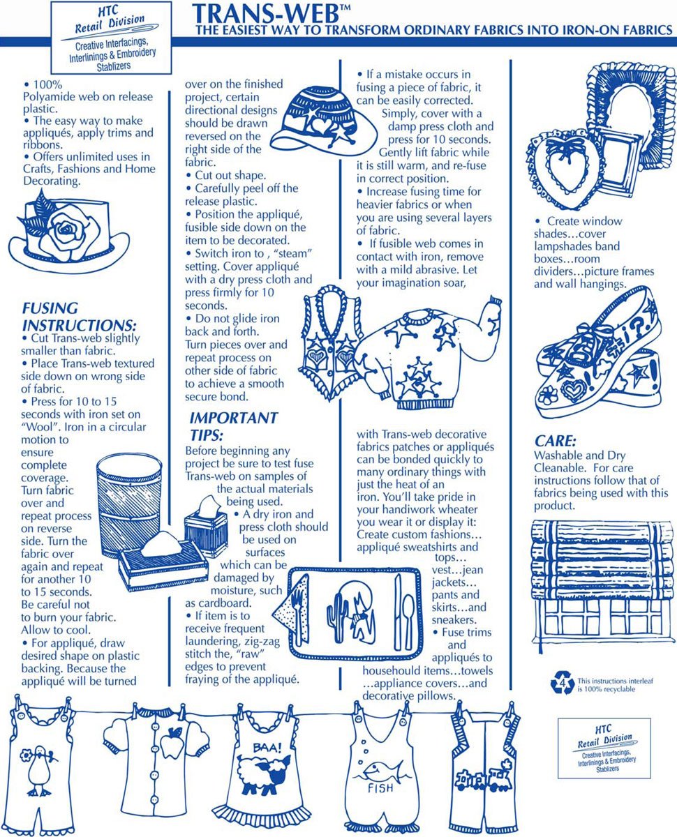 Superpunch Trans-Web Fusible Web HTC4000-7 - 17'' Wide, Clear Lightweight Fusible Interfacing for Accurate Tracing & Machine Washable- Iron on Applique, 100% Polyamide Web, Sold in 5 Yard, Made In USA