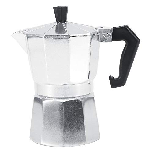 Zyyini Moka Pot, Aluminum Metal Octagonal Espresso Coffee Maker, Sturdy and Durable Stovetop Coffee Pot for Kitchen, Hotel and Office Use (150ML 3cups)