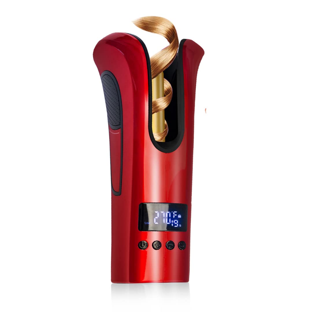 RWeLit Auto Curling Iron Spin and Curl Rotating Curler - Nano Ionic Tourmaline Ceramic Auto Hair Curler Coated with Titanium & Keratin - Adjustable Temps & Timer - Tangle Alarm