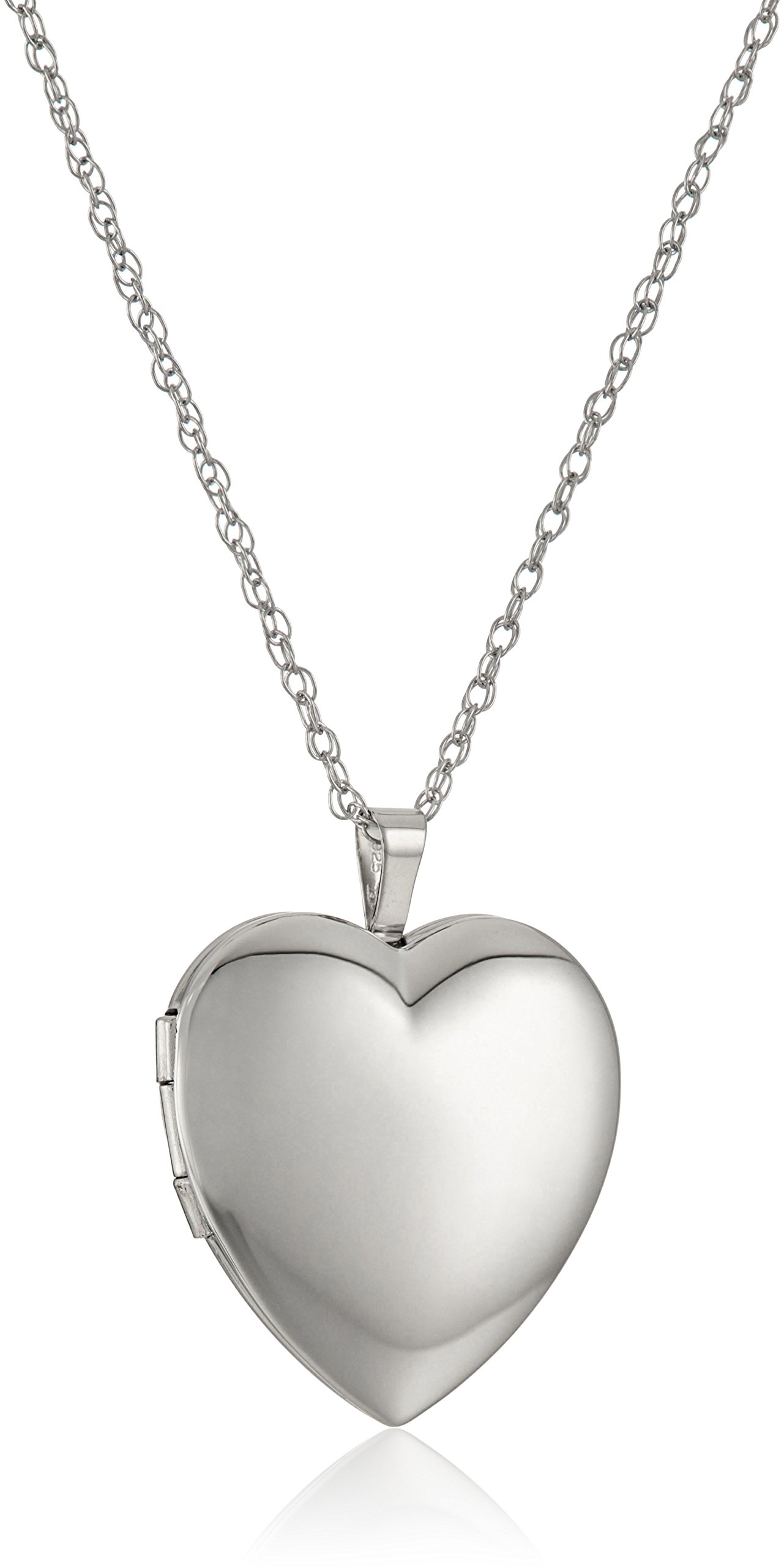 Sterling Silver Large Polished Heart Locket Necklace, 20"