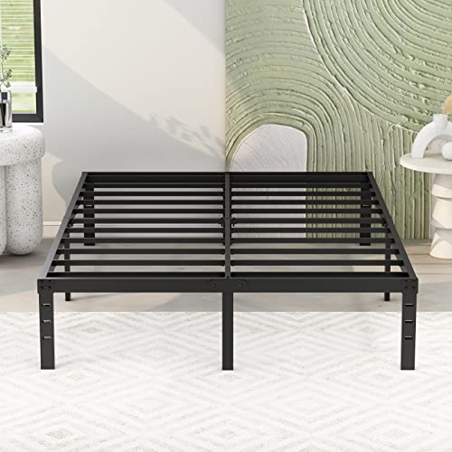 RYR 14 Inch Bed Frame Full Size Metal Platform Bed Frame, Heavy Duty Steel Slat Support, No Box Spring Needed & Noise Free, Easy Assembly, Black
