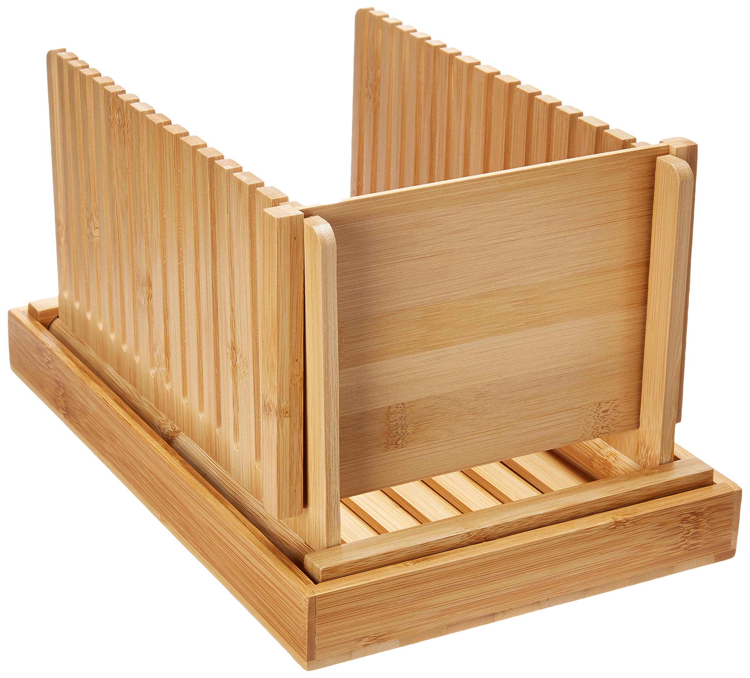 Swacole | Bamboo Bread Slicer Guide with Crumb Tray | Adjustable, Foldable, Storable | For Homemade or Store Bought Cakes & Loaves