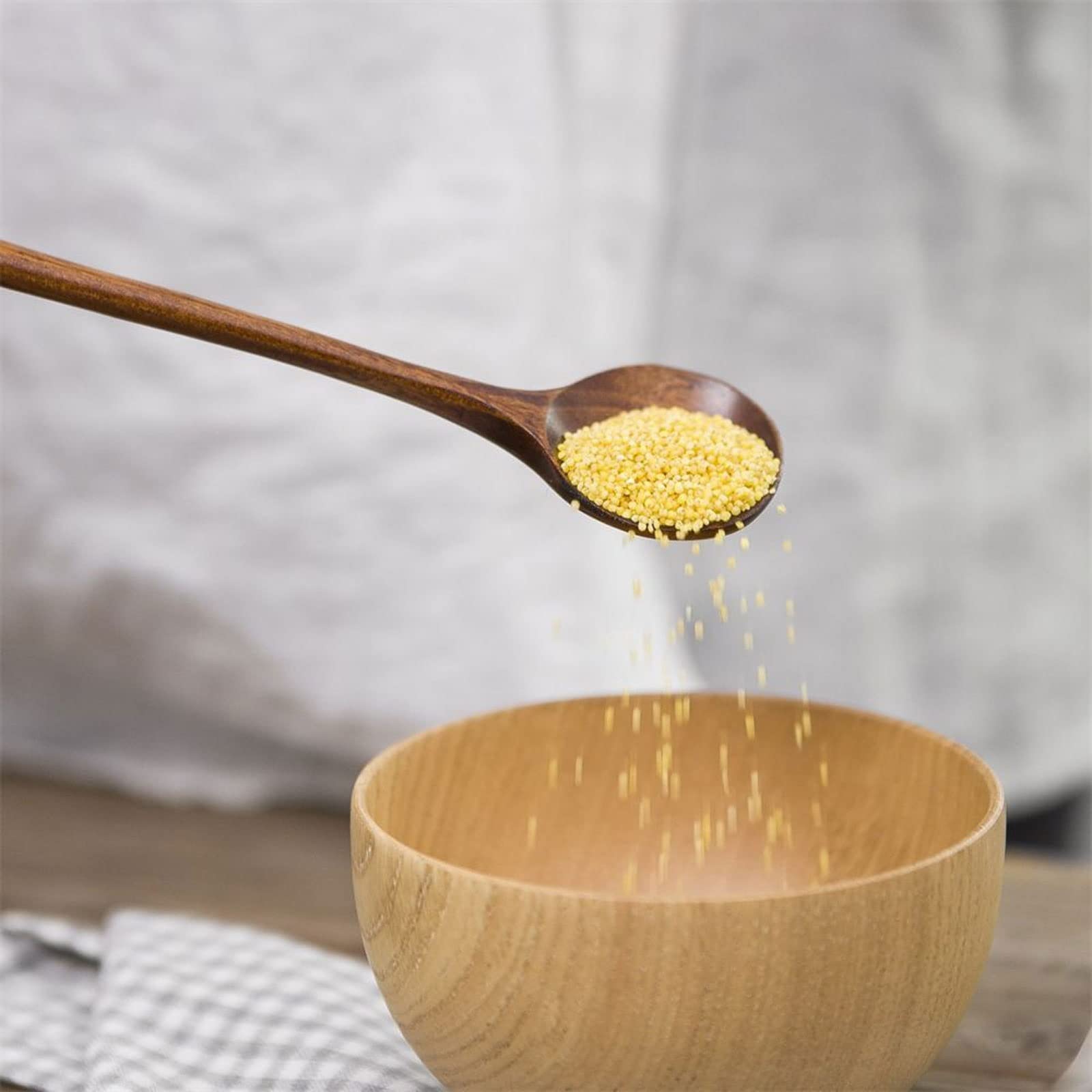 TAKESH Soup Spoon Wooden Spoon Soup Spoon and Fork Eco Friendly Products Tableware Natural Ellipse Ladle Spoon Set Spoons for Cooking