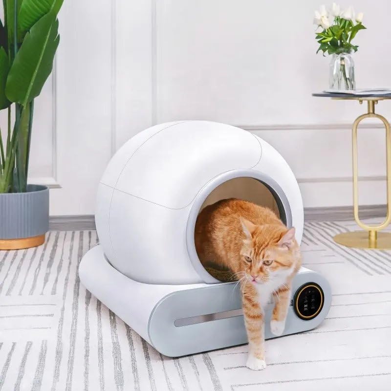 Smart Electronic Self Cleaning Big Automatic Enclosed Cat kitty Litter Toilet Box, Spacious Large (45 ft³, 17.2 Gal), Auto Clean Cat Litter Box with APP Control