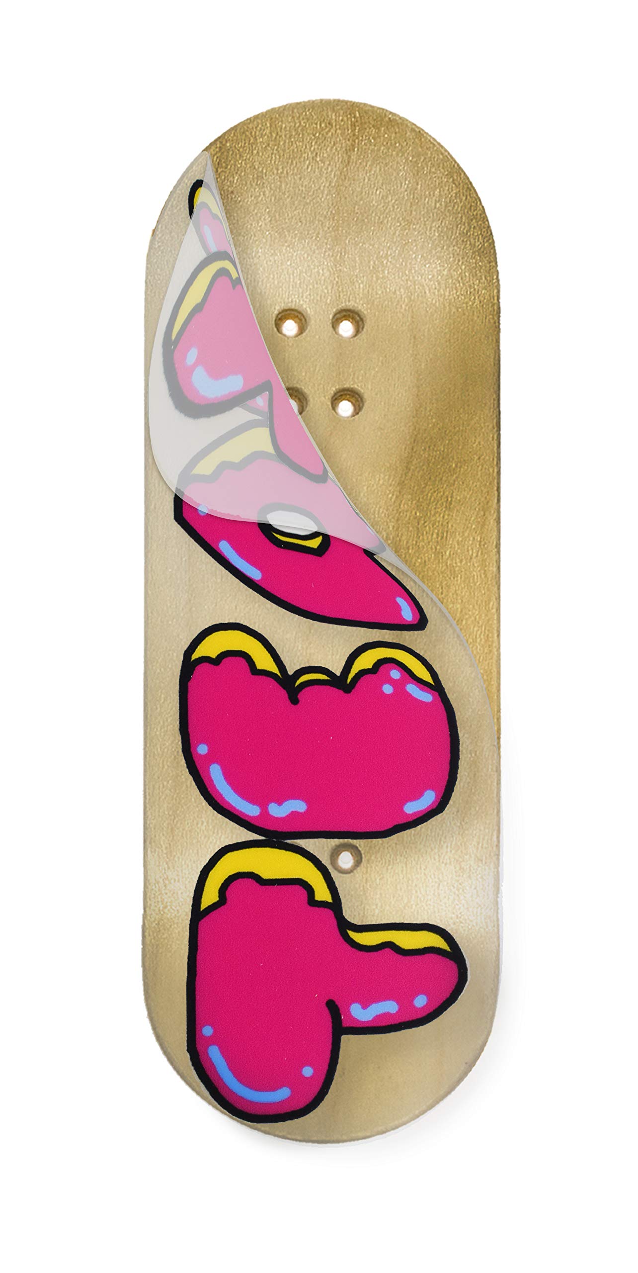 Teak Tuning Fingerboard Deck Graphic, Donut Teak Logo, White" - Adhesive Graphics to Customize Your 35mm - 110mm Long, 35mm Wide - Waterproof Vinyl - Includes Mini File