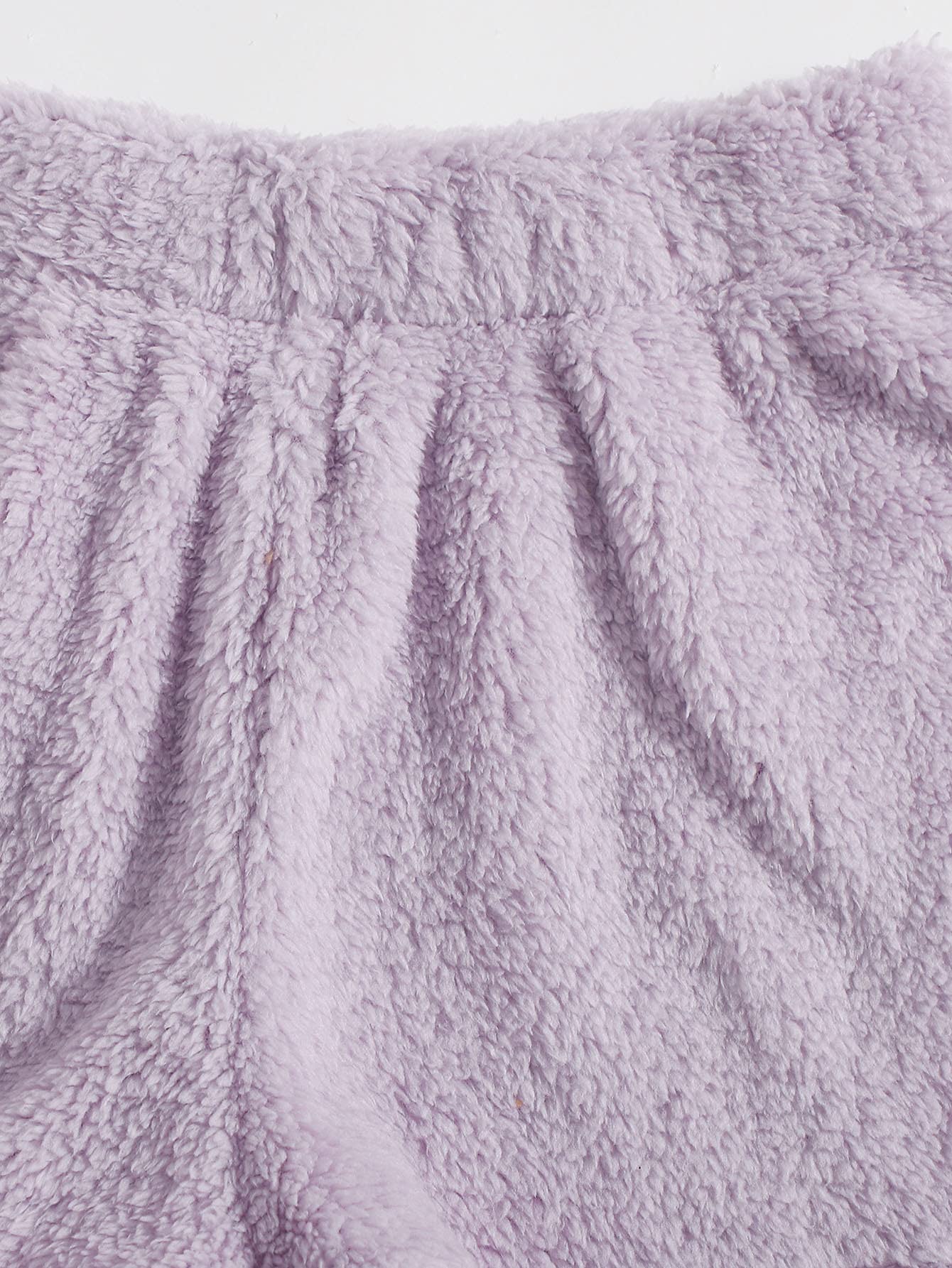 SweatyRocks Women's Fuzzy Pajamas Set Crop Tank Top with Shorts Loungewear Lilac Purple M