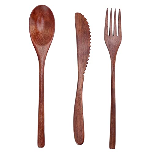 Wooden Cutlery Set Scratch Proof Portable Spoon Fork Cutter Tableware With Box For Dessert Salads Noodles Wooden Cutlery Set Scratch