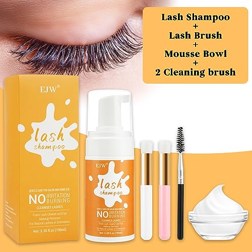 ๐ช๐๐ก๐ก๐๐ฅ ๐ฎ๐ฌ๐ฎ๐ฏ* 100ml Lash Shampoo Eyelash Extension Cleanser Kit - Oil-Free Foam, Complete Lash Care Set with Bowl, Brushes, Comb - Cluster Lash Wash & Dustcare Included