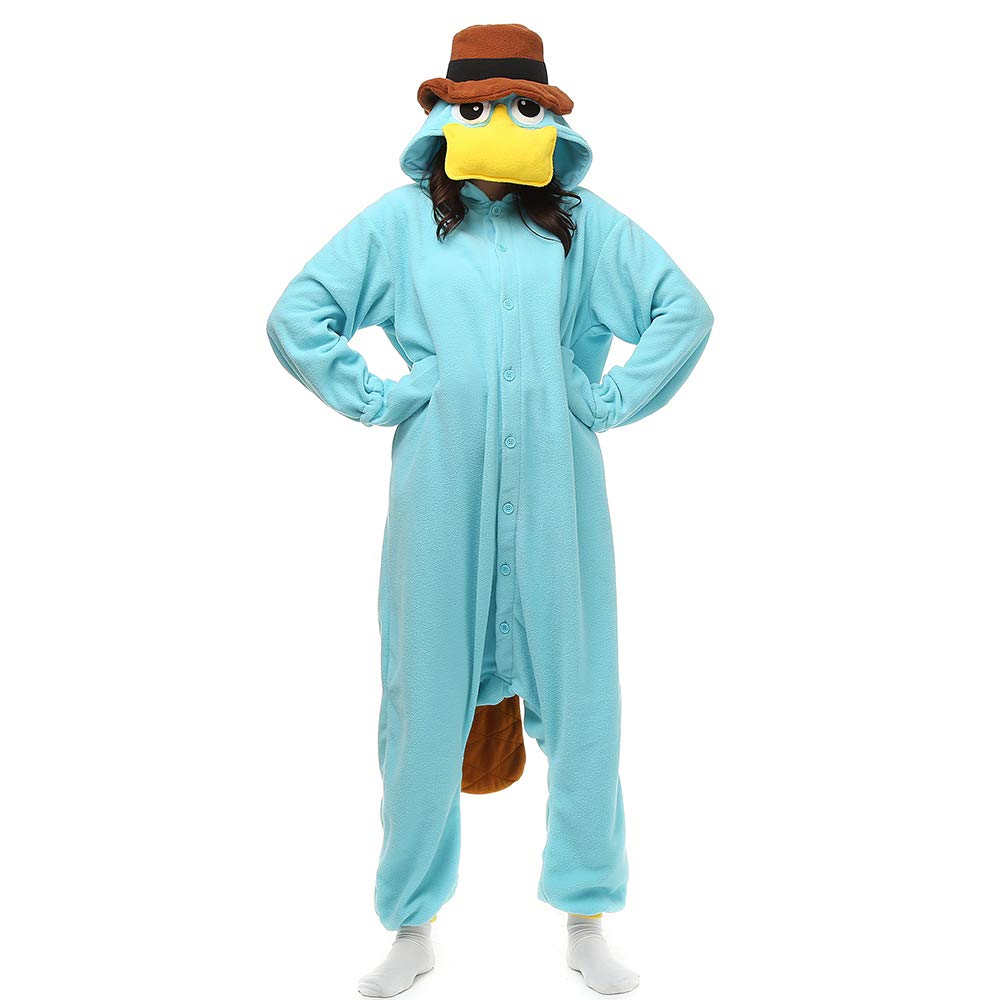 Superband Unisex Adult Perry The Platypus Onesie Halloween Christmas Costume Pajamas Sleepwear,Sky-Blue,S