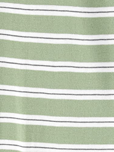 Simple Joys by Carter's Toddler Boys' Snug-Fit Footed Cotton Pajamas, Pack of 3, Green Stripe/Grey Heather/Indigo Wash Dinosaur, 3T