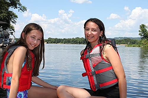Stohlquist Fit Youth/Adult (75-125 Lbs) PFD Life Jacket Vest - Coast Guard Approved, Soft Lightweight Buoyancy Foam, Fully Adjustable, Buckle for Extra Security | Red & Gray