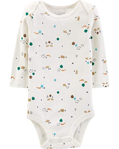 Simple Joys by Carter's Baby Boys' 5-Pack Long-Sleeve Bodysuit, Bear/Forest Animals/Stripe, 24 Months