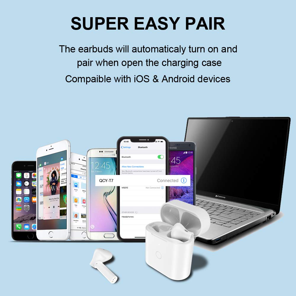 Wireless Earbuds, Bluetooth 5.0 Wireless Earphones Touch Control TWS Wireless Earbuds with Charging Case Bluetooth Earbuds with Built-in Mic, Binaural Calls, for Android/iPhone [USB-C Charge]