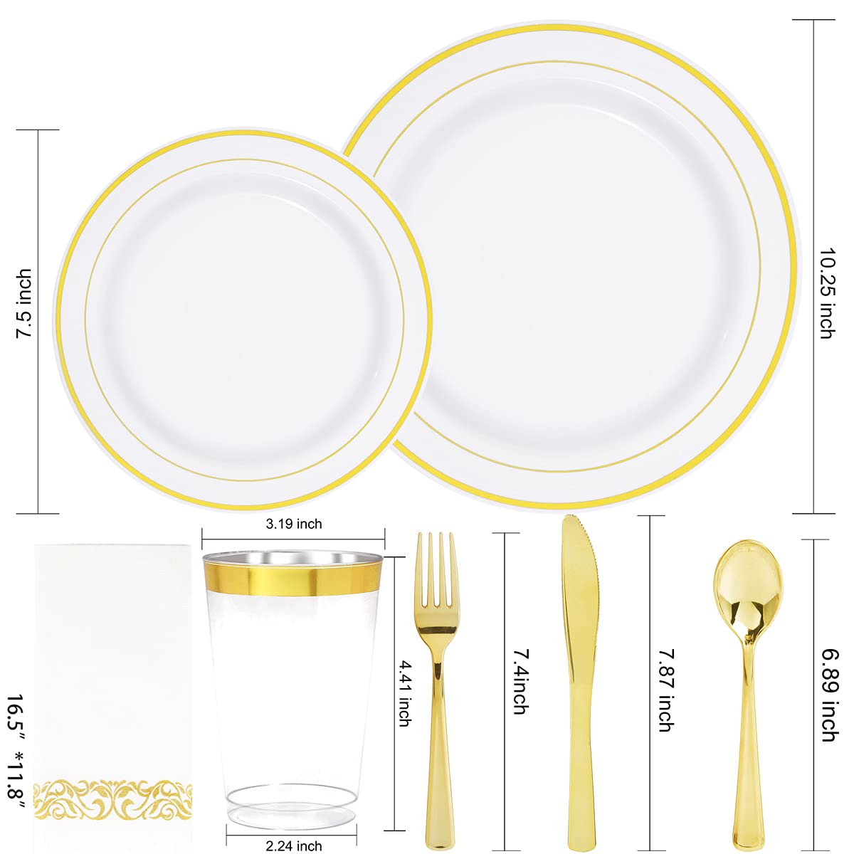 supernal 200pcs Plastic Silver Dinnerware Sets,Silver Plastic Plates,Plastic Silverware,12oz Plastic Cups,Napkins, Disposable Plates,Service for 25 Guests Suit for Party,Wedding,Mothers Day