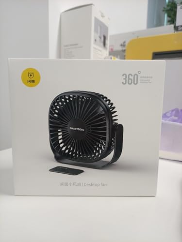 SmartDevil Small USB Desk Fan, 3 Speeds Portable Personal Desktop Table Fan with Pasteable Hook, Dual 360° Adjustment Mini Fan, Quiet Operation, for Home Office Car Outdoor Travel (Black)