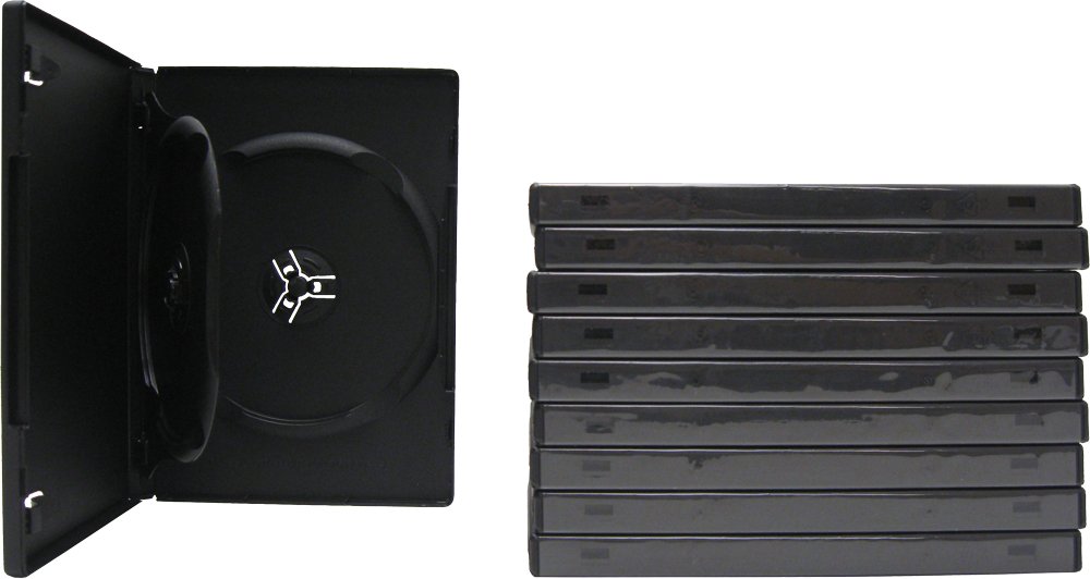 SquareDealOnline - DV2R14BKWT - Standard 14mm DVD Cases - 2 Disc Capacity - Black - (10 Pack)