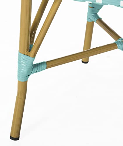 Safavieh Home Collection Hooper Indoor-Outdoor Stacking Side Chairs | Teal & White | Set of 2
