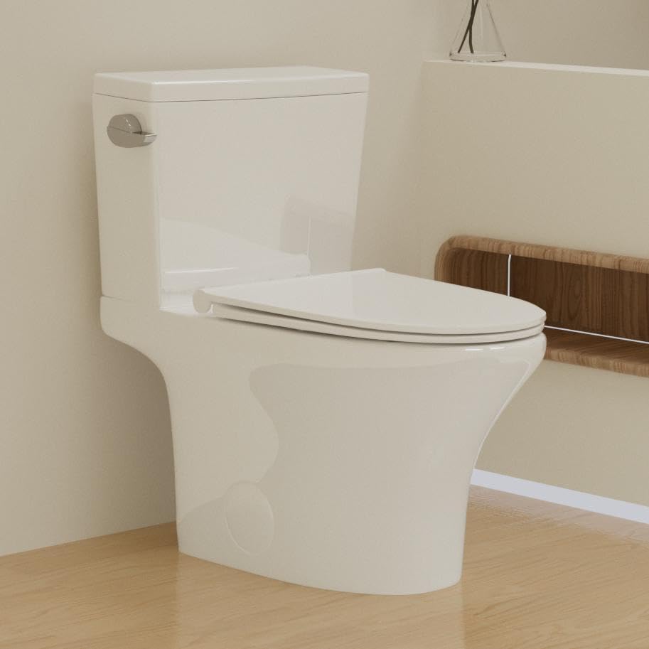 Simple Project Comfort Height 16inch Two-piece Elongated Toilet With Soft Close Seat & Efficient 1.28 Gpf Single Flush, White 12 Inch Rough In Toilets For Bathrooms