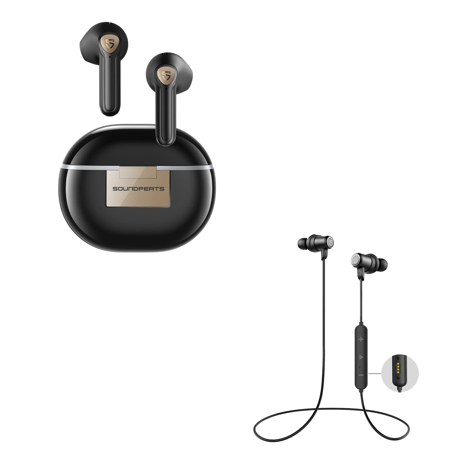 SoundPEATS Q35 HD Neckband Bluetooth Headphones and Wireless Earbuds Air3 Deluxe HS with Hi-Res Audio Certification and LDAC Codec