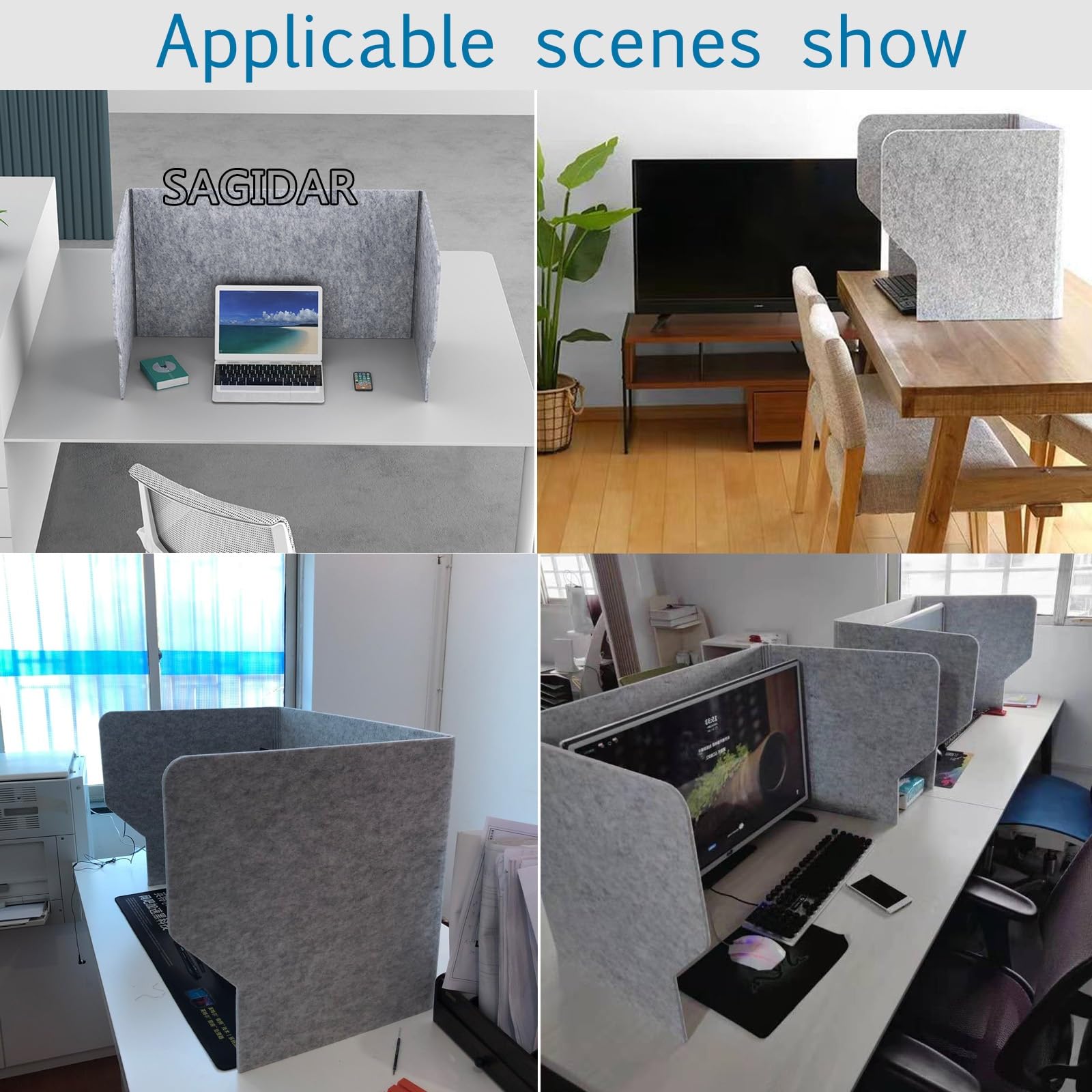 SAGIDAR Office Divider Partition, Acoustic Desk Divider, Desktop Privacy Panel, 60/80/100cm, Thickness 9mm, Free Standing Workspace Divider, for Schools Or Offices