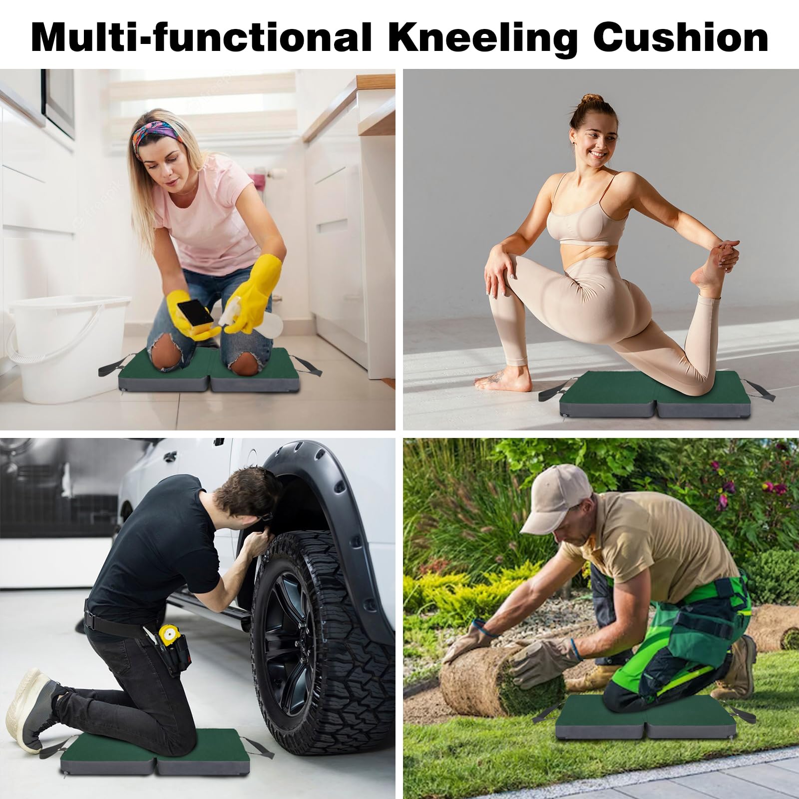 WITSTEP Garden Kneeling Pad, Extra Thick Memory Foam Kneeling Pad Foldable Outdoor Gardening Kneeler Pads with Snap Handle, Lightweight Kneeling Cushion Pads for Gardening,Work,Yoga,Bath