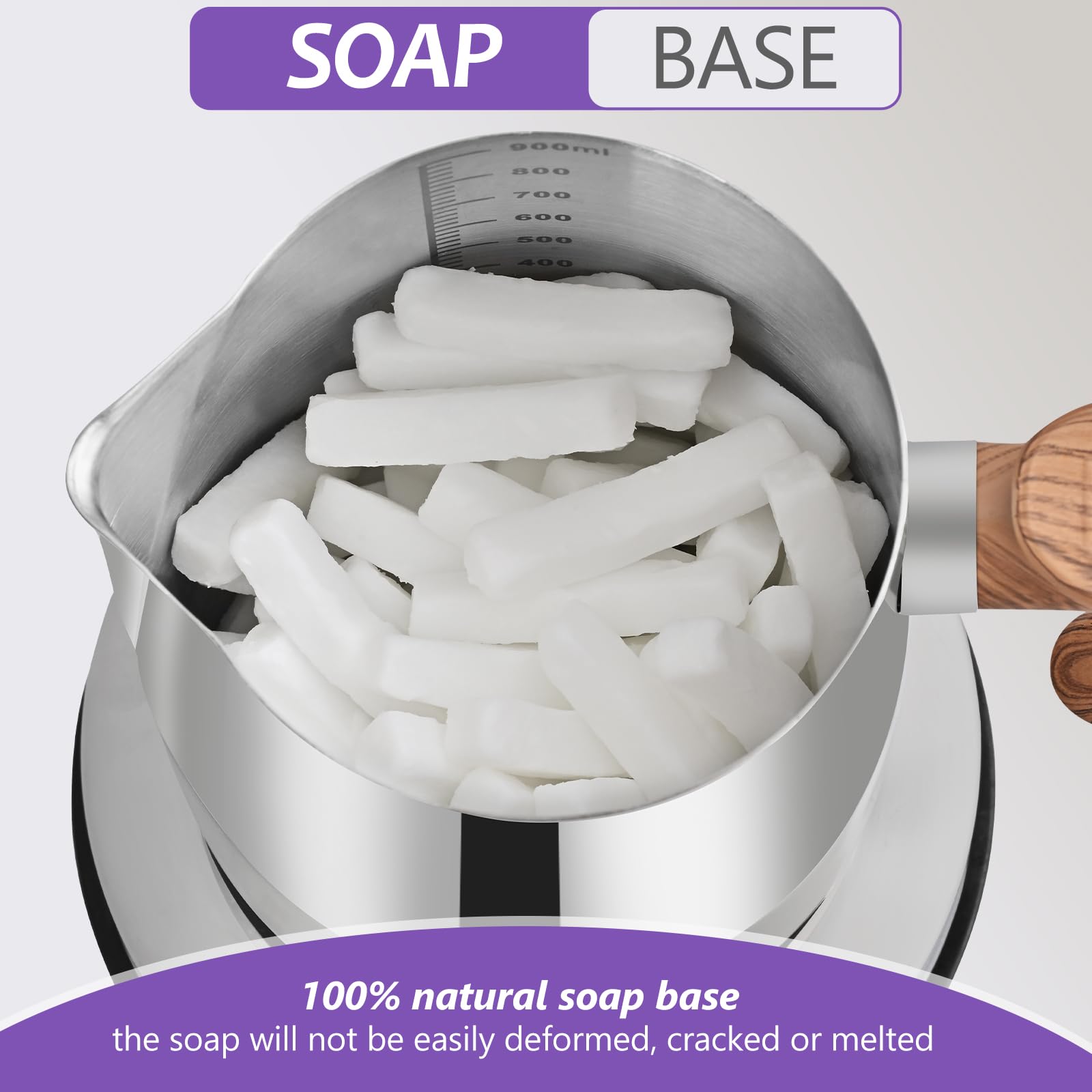 Soap Making Kit with Electronic Hot Plate, Soap Melter for Soap Making, DIY Soap Making Supplies Including 1.1 lb Glycerin Soap Base, Pouring Pot, Silicon Mold for Adults and Beginners