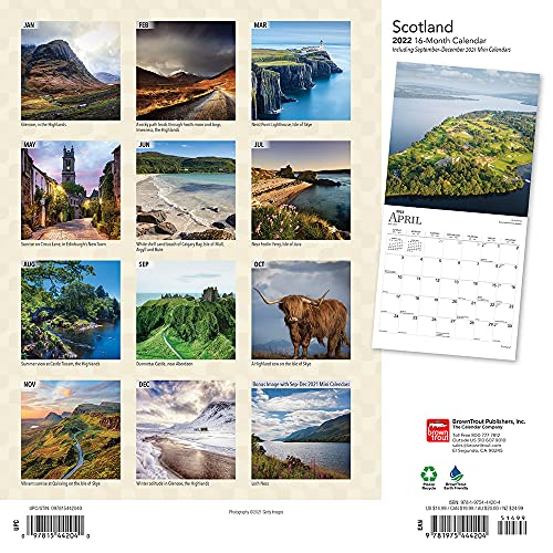 Scotland 2022 12 x 12 Inch Monthly Square Wall Calendar, UK United Kingdom Scenic