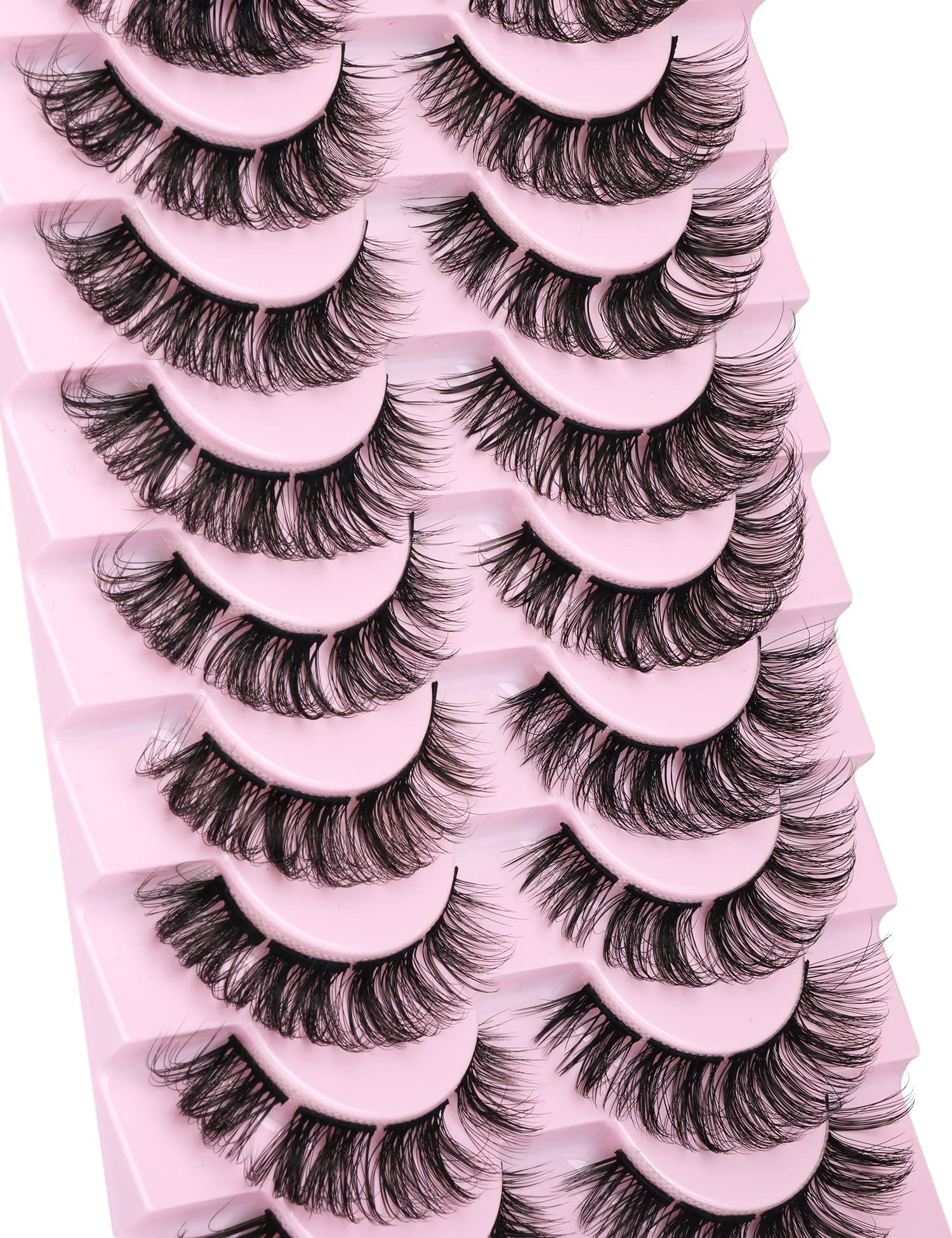 wiwoseo Cluster Lashes Extension Strip Eyelashes Individual Cat Eye Lashes Thick Volume DIY Lashes that Look like Extension Natural Fluffy Faux Mink Lashes 16MM PestaƱas Postizas 10 Pairs Pack