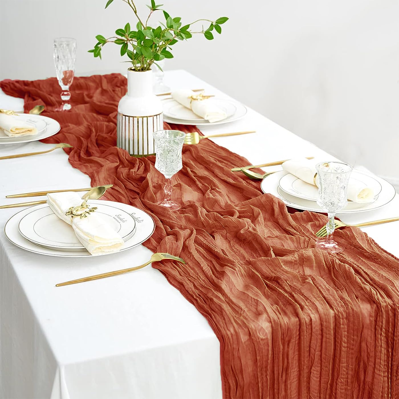 Sage Green Cheesecloth Table Runner, 10Ft Cheese Cloth Table Runner 6 Pack Gauze Table Runner Cheesecloth Fabric 35x120 Inch Boho Table Runner for Wedding Bridal Baby Shower Table Decorations