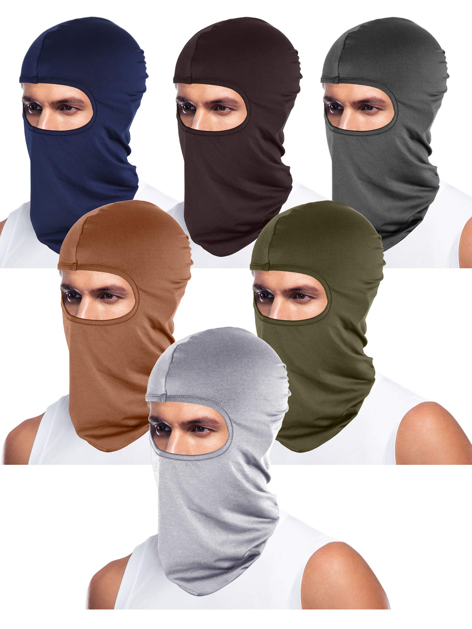 Tatuo 6 Pcs Ski Mask Full Face Cover Balaclava Summer Neck Gaiter Scarf UV Protection for Men Outdoor Cycling Running Hood(Retro Color)
