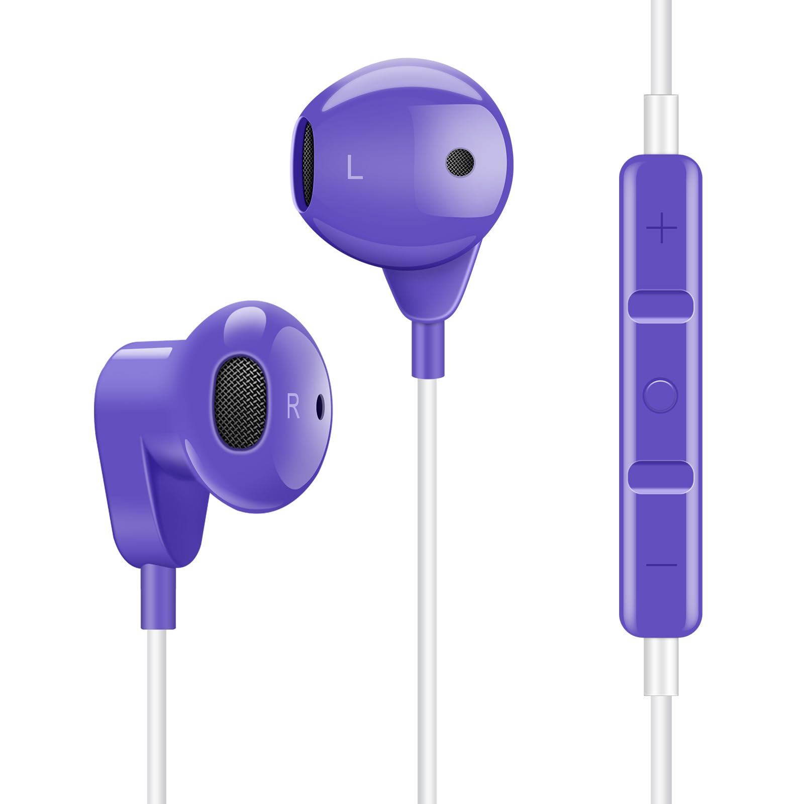 XNMOA Headphones for iPhone with Mic,Semi-in-Ear Wired Earbuds for iPhone 14 with Deep Bass,Compatible with iPhone14 13/12/11/Xr/Xs/Se/X/8/7/Plus Support All iOS System,Purple