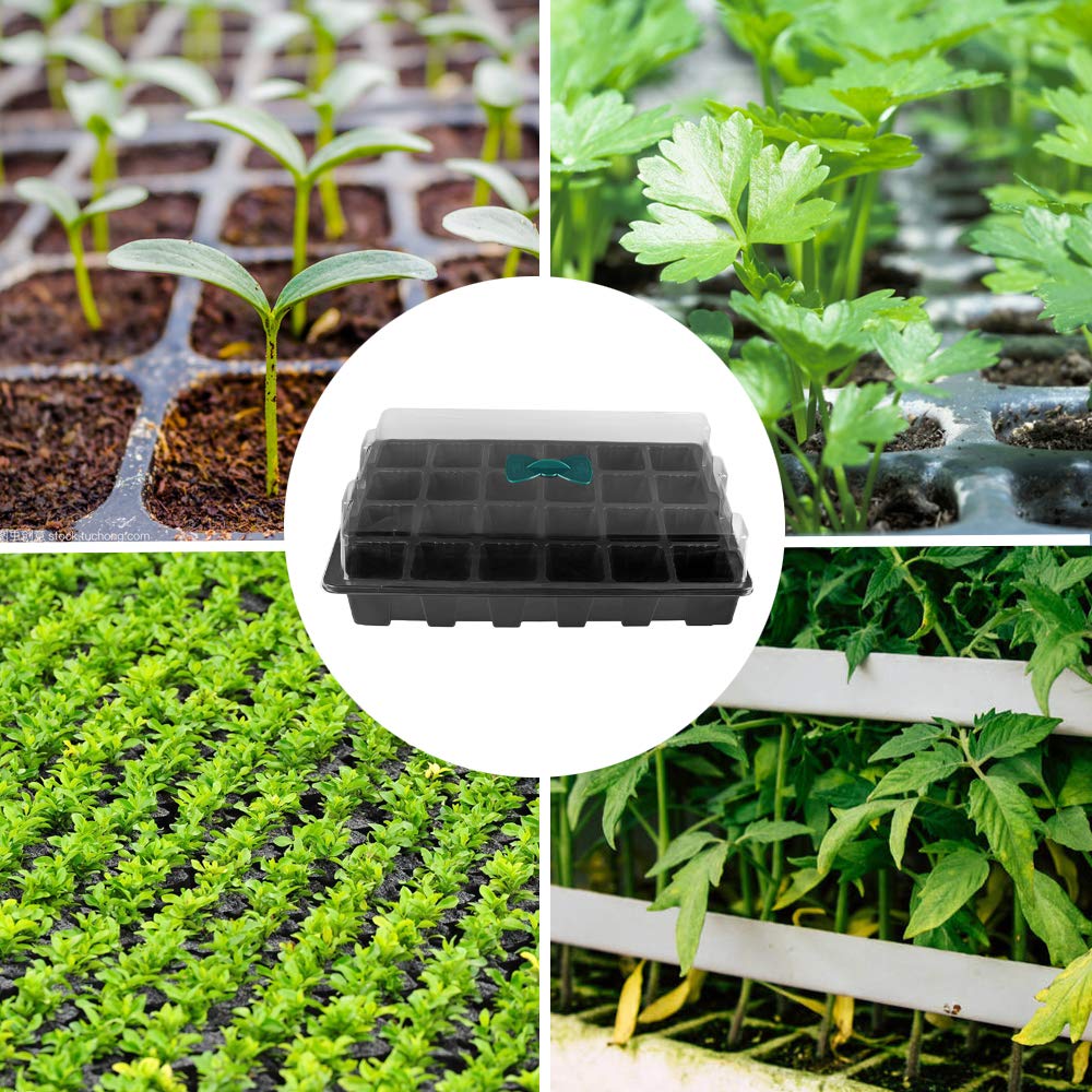 SHIYETA 240 Cells -24 Grow Trays with Humidity Dome and Cell Insert - Mini Propagator for Seed Starting and Growing Healthy Plants Durable Reusable and Recyclable 10 Pack